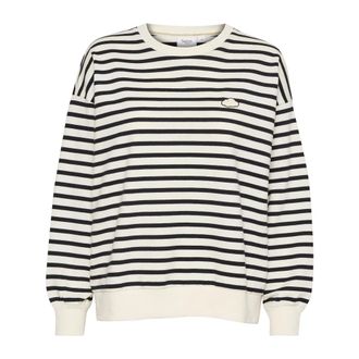 Saint Tropez Femme, Sweatshirts et sweats &agrave; capuche, Beige, Taille: 40 FR Sweat &agrave; Rayures avec D&eacute;tail Brod&eacute;