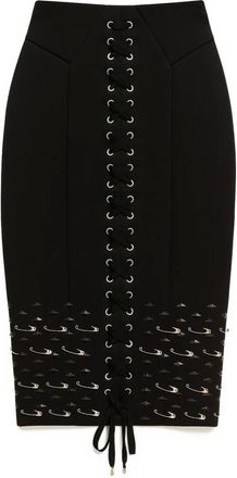 John Richmond Femme, Jupes, Noir, Taille: 36 FR Jupe midi &agrave; lacets sur le devant