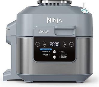 Ninja Speedi Multikocher, 5,7L, 10-in-1 Multicooker, Air fryer Hei&szlig;luftfritteuse, Slow Cooker Langsamkochen, Geschenk f&uuml;r M&auml;nner/Frauen, Meersalzgrau ON400E