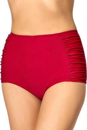 Merry Style Damen High Waist Bikinihose Bauch Weg Effekt Badehose MS10-119 (Weinrot (4242), 46)