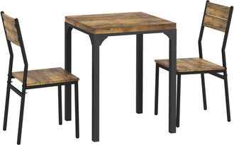 HOMCOM Homcom - Table avec 2 chaises style industriel acier noir mdf coloris bois effet vieilli