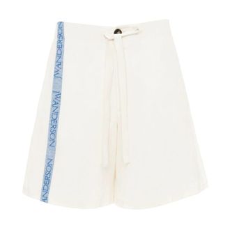 J.W.Anderson Logo-Tape Detailing Baumwoll-/Leinen-Shorts - - Shorts - Damen - Wei&szlig; - XS