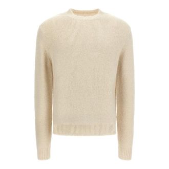 Jil Sander Mittelschwerer Wollmischpullover mit Rundhalsausschnitt - - Knitwear - Herren - Wei&szlig; - XL
