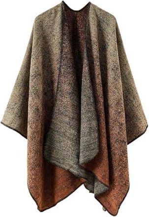 Generic Poncho Femme Hiver Chaud Chale Femme Hiver Chaud Cape Femme Effet enveloppant Ch&acirc;le Imprim&eacute; Doux Cardigan Double &Eacute;paisseur Tr&egrave;s
