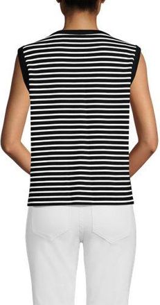 Lands End Feinstrick-Top mit Metallknöpfen, Damen, Größe:48-50 regular, Schwarz, Polyester/Viskose/Polyester-Mischung, by Lands End