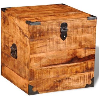 vidaXL Coffre de rangement cubique Bois de manguier brut Vidaxl