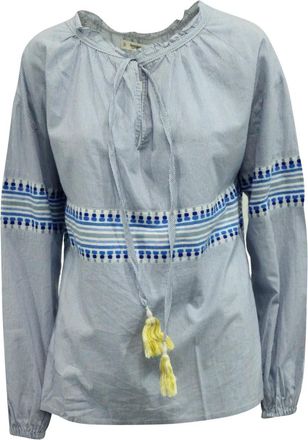 Lemlem Gestreifte Bluse mit Stickerei - Blau