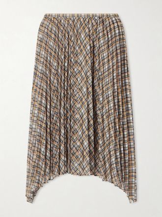 Acne Studios Jupe Midi Asym&eacute;trique En Mousseline &Agrave; Carreaux Et &Agrave; Plis - Gris