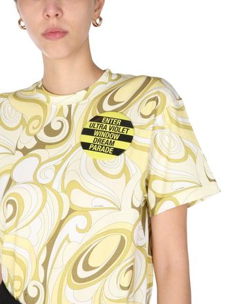 Raf Simons Hippie Allover Print Cotton T-Shirt - Yellow