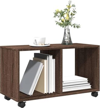 tidyard Rollschrank Rollcontainer Büroschrank mit Fächern Aktenschrank Bürocontainer Schrank Büro Druckerschrank Braun Eichen-Optik 72x33x42,5 cm Holzwerkstof