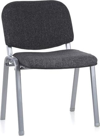 hjh OFFICE 704120 si&egrave;ge Visiteur, Chaise de conf&eacute;rence XT 600 SI Anthracite 4 Pieds argent&eacute;s sans accoudoirs, empilable par 4, Dossier confortablement capitonn&eacute;,