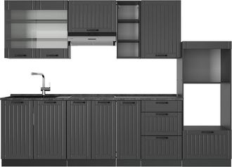 Vicco Küchenzeile Fame-Line, Dunkelgrau, 280 cm, AP Anthrazit