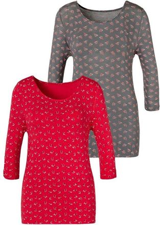 Lascana 3/4-Arm-Shirt mit kleinem Cut-Out am Ärmelsaum (2er-Pack) aus weichem Viskose-Stretch