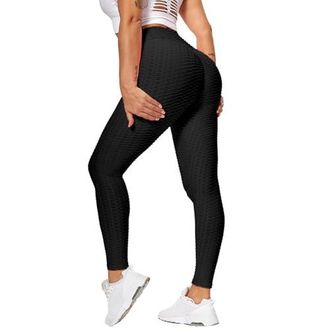 Generic Legging taille haute gaufr&eacute; en nid dabeille pour femme avec poches, rel&egrave;ve les fesses, anti-cellulite, contr&ocirc;le du ventre, pantalon de gym, yoga, entr