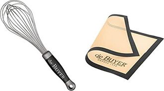 De Buyer 2610.25 -fouet professionnel fils inox goma 25cm & 4938.40 Tapis Airmat Siliconé Aéré 40 x 30 cm