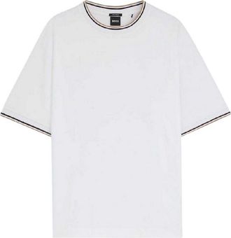 HUGO BOSS T-Shirt f&uuml;r Herren, gewebter Stoff (Wei&szlig;)