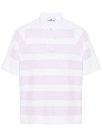 Stone Island Gestreiftes Poloshirt - Weiß