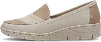 Rieker 53785 E, Femme Mocassin Beige bi-matière - 41 EU