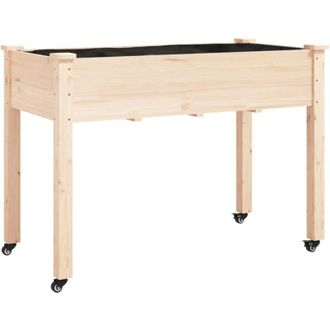 vidaXL Jardinière sur roues avec doublure 118x59x80 cm bois de sapin Vidaxl