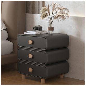 Generic Schlafzimmer Nachttisch, Moderner Leder Nachttisch, Sofa Beistelltisch, Holz Beistelltisch mit 3 Schubladen, Viel Stauraum, Schlafzimmer Wohnzimmer B&uuml;