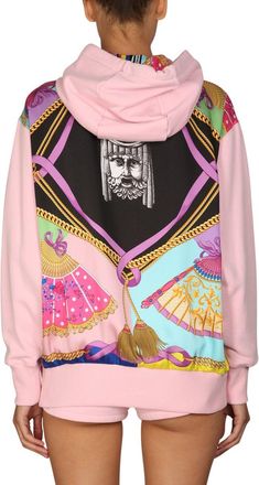 Versace Drawstring Hood Logo Sweatshirt - Pink