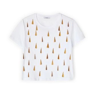 Motivi T-Shirt mit Paillettenstickerei - - Tops - Damen - Wei&szlig; - M