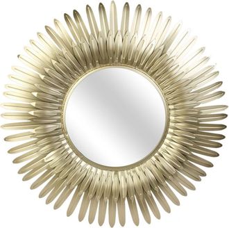 M&S Collection M&s - Miroir rond en m&eacute;tal 53,5 cm avec plumes dor&eacute;es