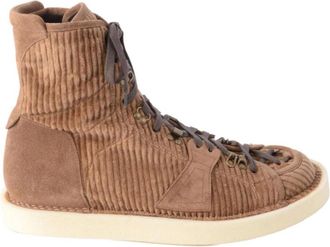 Dolce & Gabbana Homme, Chaussures, Brun, Taille: 43 1/2 EU Bottines &agrave; lacets en velours c&ocirc;tel&eacute;