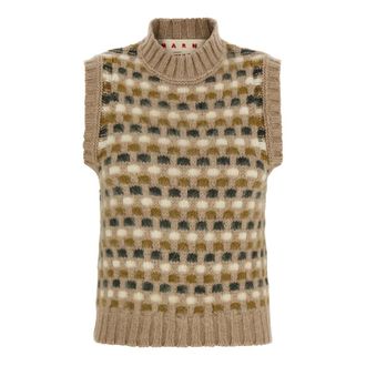 Marni Jacquard Shetland Wollweste - - Jackets - Damen - Beige - XS