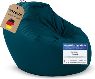 BuBiBag 2in1 Sitzsack Sitzkissen mit Füllung |XX- Large Ø: 145 cm, Petrol | Indoor & Outdoor Beanbag | Geeignet für Kinder Innen- & Außenbereich Kinderzimmer 