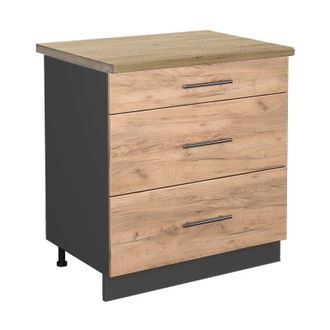 Vicco Meuble cuisine Fame-Line, Ch&ecirc;ne de force dor&eacute;, 80 cm avec 3 tiroirs, pt Ch&ecirc;ne