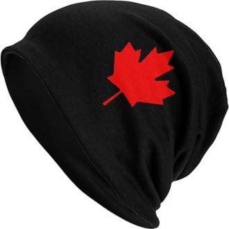 Generic Femme Homme Bonnets Tricot&eacute; Drapeau du Canada Bonnet dhiver Chaud Bonnet &Agrave; Revers Doux Bonnets De Ski pour Ski Hiver Cyclisme