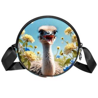 Generic Sac &agrave; bandouli&egrave;re rond pour femme, petit sac &agrave; bandouli&egrave;re avec fermeture &eacute;clair et bretelles r&eacute;glables style d&eacute;contract&eacute; pour femmes et filles