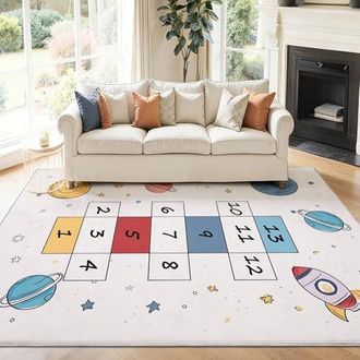 Generic Tapis Salon Plan&egrave;tes Simples Espace Vaisseau Spatial, Moquette Lavable en Machine avec Dessous Antid&eacute;rapant, Tapis D&eacute;coratif pour Chambre Cuisine Entr