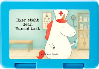 Mr. & Mrs. Panda Personalisierte Brotdose Einhorn Krankenschwester Design - Geschenk, Krankenpflegerin, Krankenpfleger, Unicorn, Krankenhaus, Brotbüchse, Vesperdose, Ä