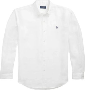 Polo Ralph Lauren Homme, Chemises, Blanc, Taille: XL Chemise Blanche en Lin &agrave; Manches Longues