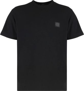 Stone Island Homme, Tops, Noir, Taille: XL T-shirt à manches courtes avec écusson Compass