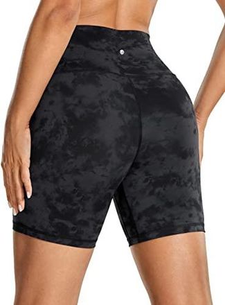 CRZ YOGA Femmes Sentiment Nu Yoga Shorts - 15cm Taille Haute Entraînement en Cours Motard Shorts Le Brouillard dencre fumée 46
