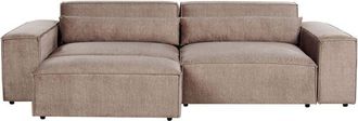 Beliani Modul 2-Sitzer Sofa Hellbraun Stoffbezug mit Ottomane Armlehnen 2 Dekokissen Skandi Modern Modulsofa Polstersofa Couch Wohnzimmer Ausstatttung