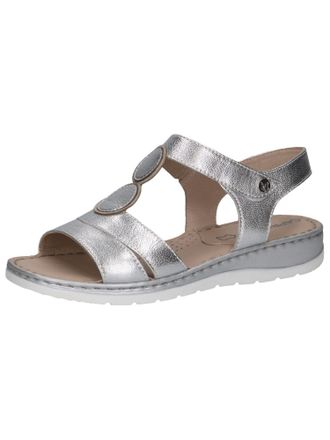 Caprice Damen Sandalen flach aus Leder mit Klettverschluss, Silber (Silver Metal.), 37 EU