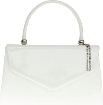 Girly HandBags Lackleder Clutch Henkeltasche Abendtasche Handtasche f&uuml;r besondere Anl&auml;sse Hochzeitsfeier Weiss