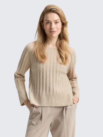 Tom Tailor Strickpullover Pullover & Strickjacken Boucl&eacute; Strickpullover mit Wollanteil