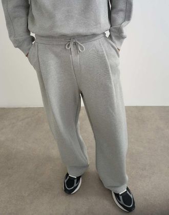Topman schwerer Jogger mit Barrel-Fit in meliertem Grau