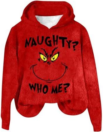 Generic Le Grinch Sweat A Capuche Femme Pyjama Costume Vêtements Noel 2025 Adulte Sweatshirts Hiver Sweet Vetement Polaire Pilou Pulls Moche Femmes Christmas 
