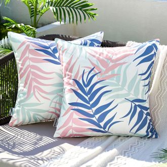 Miulee Outdoor Kissenbezug Wasserdicht Kissen Wasserfest Dekorative Kissenbez&uuml;ge Blattmuster Sofakissen Zierkissen Dekokissen f&uuml;r Garten Sofa Couch Wohnzimme