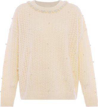 Faina Pullover Damen Wollwei&szlig;