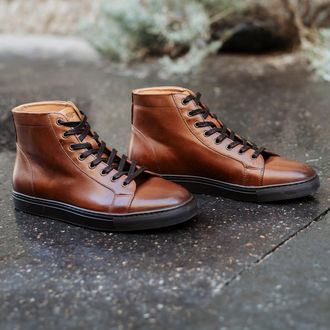 Bexley Hawthorne - Sneaker homme chataigne fonc&eacute; patin&eacute;
