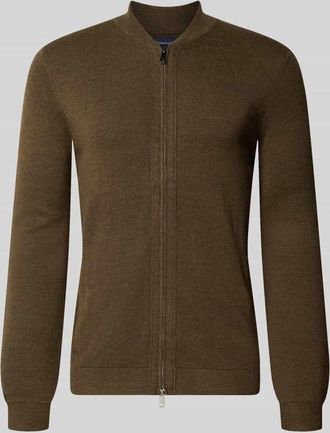 Christian Berg Slim Fit Strickjacke aus Baumwoll-Mix mit Stehkragen