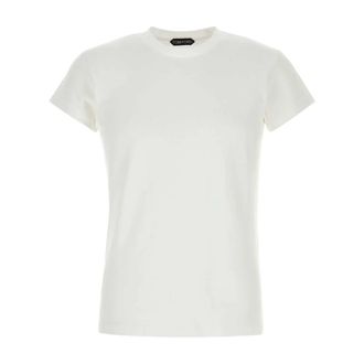 Tom Ford Kalt gef&auml;rbtes Baumwoll-T-Shirt mit Rundhalsausschnitt - - Tops - Herren - Wei&szlig; - XL