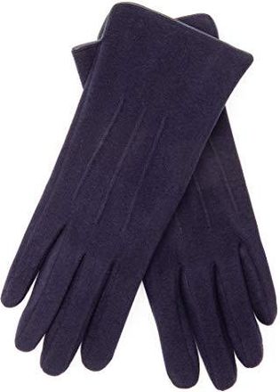 Eem Fashion EEM gants pour femmes 100% v&eacute;g&eacute;taliens, mat&eacute;riau en jersey &eacute;lastique, fonction tactile, doublure confortable en polaire teddy, bleu marine onesize